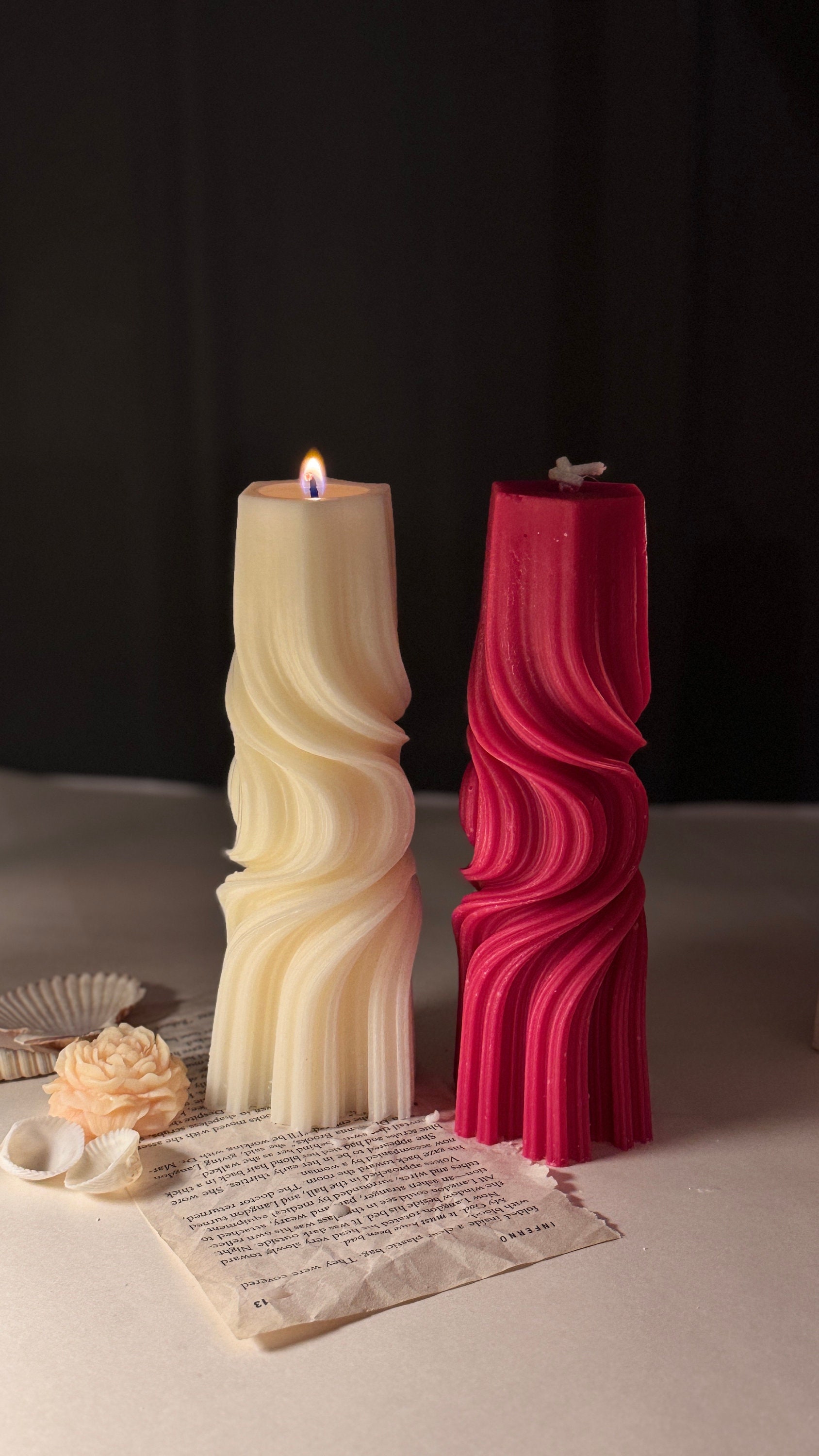 Wavy Pillar Swirl Candle Small| Custom Color & Scent|shaped Candle ...