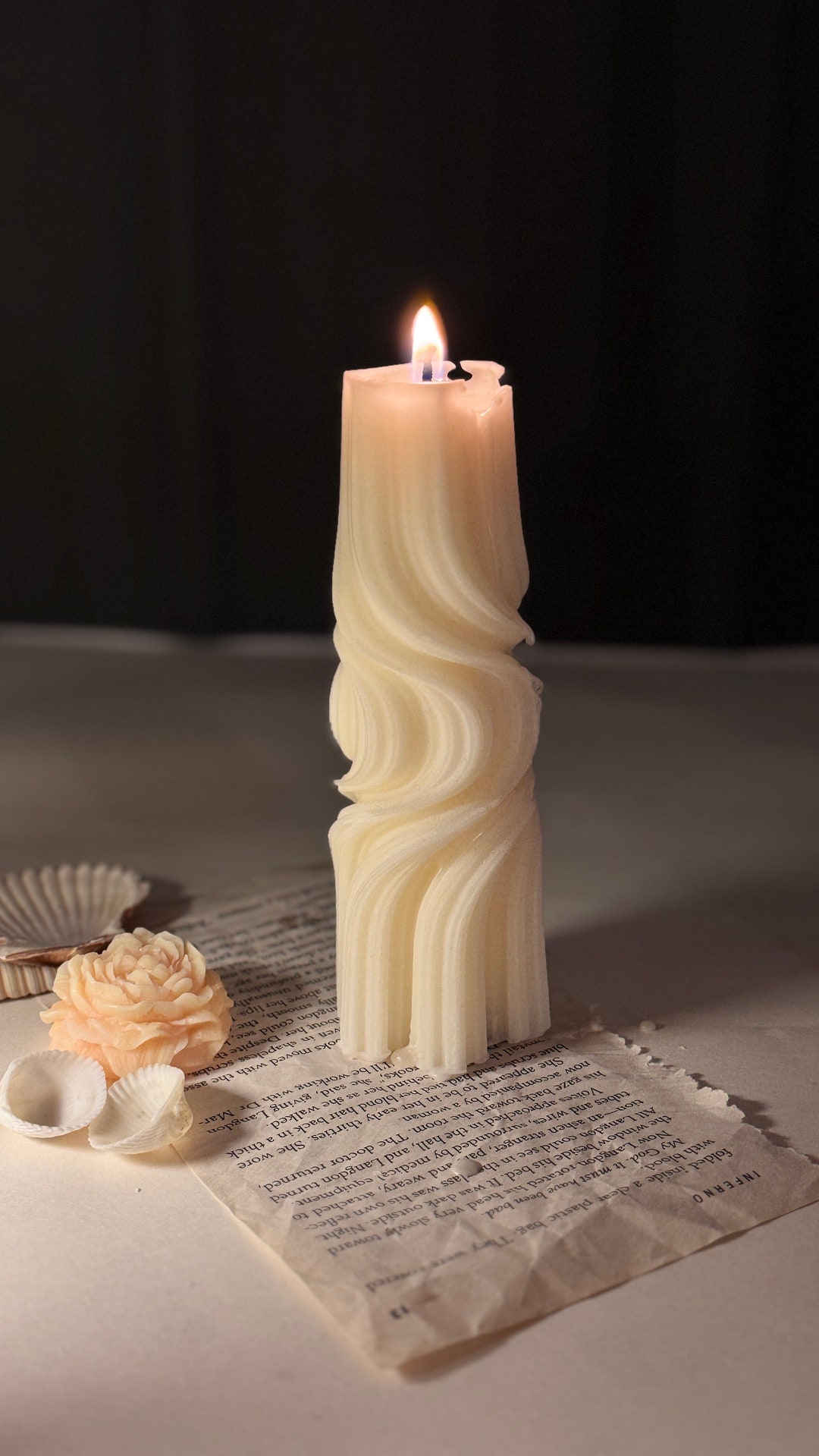 Wavy Pillar Swirl Candle Small| Custom Color & Scent|shaped Candle ...