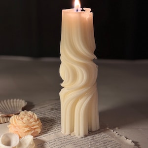 Wavy Pillar Swirl Candle Small| Custom Color & Scent|shaped Candle ...