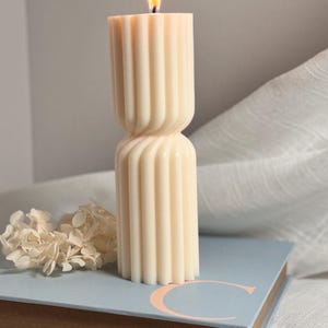 Handcrafted Ribbed Soy Wax Candle | Hourglass Sculptural Decor - Etsy