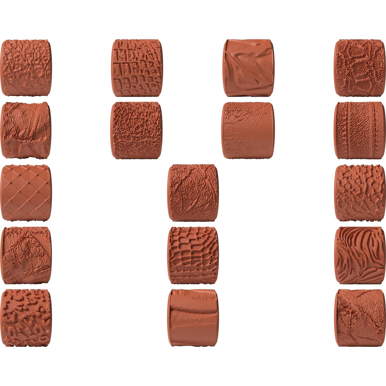 Leather 17 Middle Texture Rollers Set #1 | 3D Printed Craft Tool ...