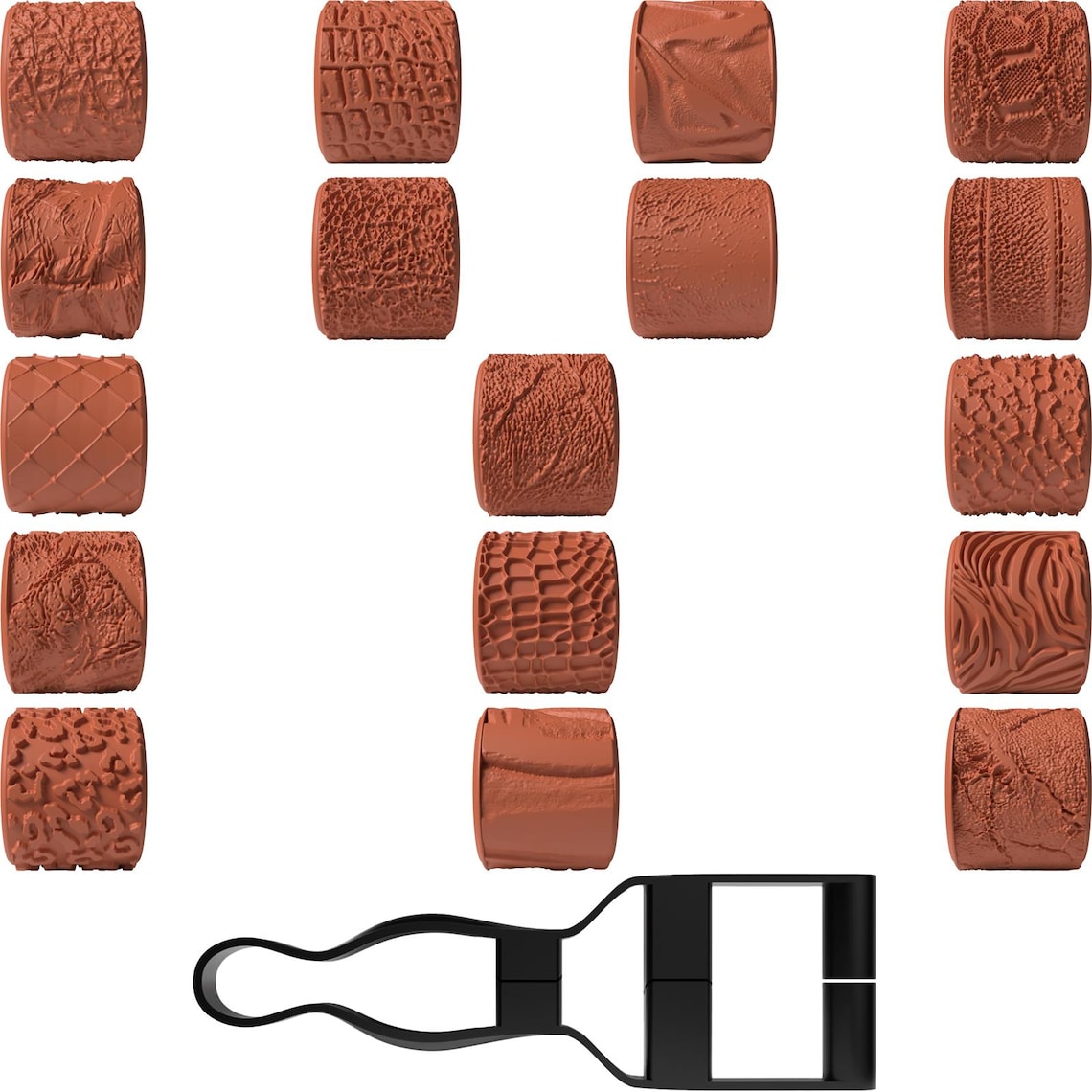 Leather 17 Middle Texture Rollers Set #1 | 3D Printed Craft Tool ...