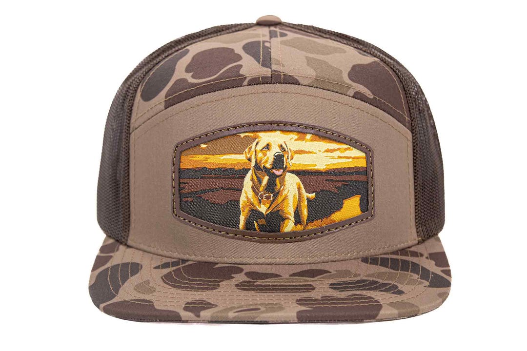 Lab Woven Patch Old School Camo Hat. 7-panel Modern Flat Bill Cap ...