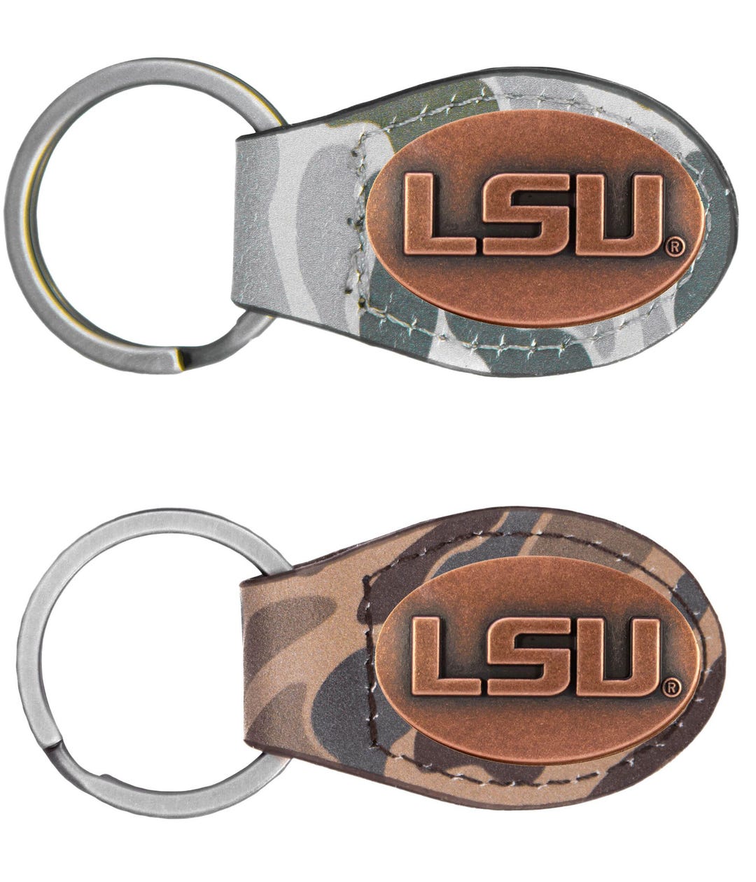 LSU Tigers Oval Camo Leather Key Fob. Split Ring and Durable Stitching ...