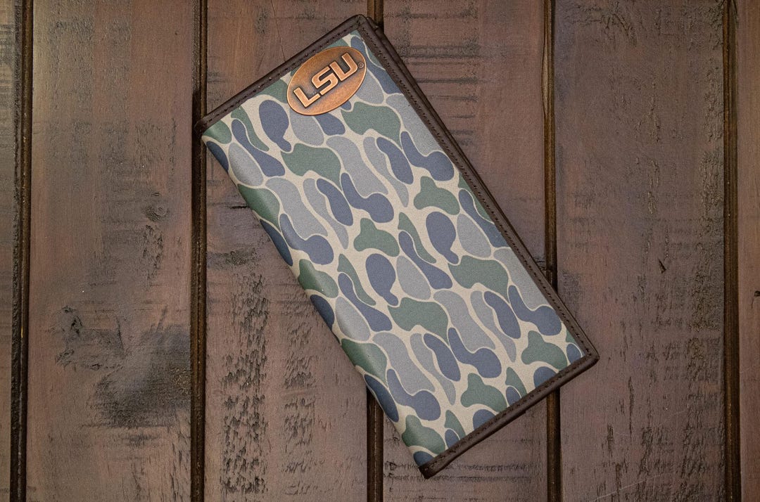 LSU Tigers Men's Secretary Old School Camo Leather Wallet. Gift for LSU ...