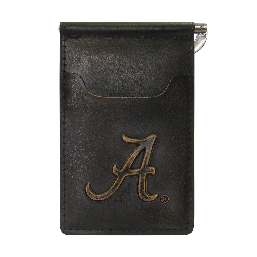 Alabama Crimson Tide Men's Collegiate Front Pocket Clip Leather Wallet ...