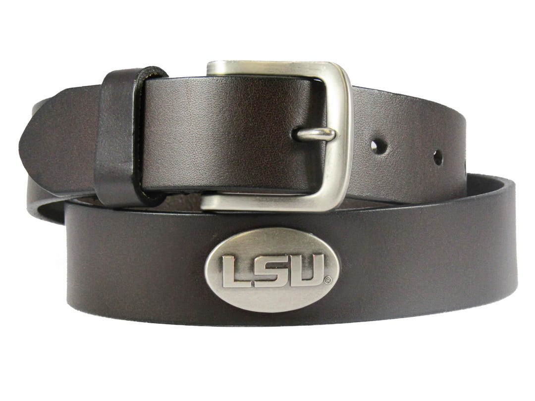 LSU Tigers Kids Collegiate Brown Leather Belt With Metal Emblems ...