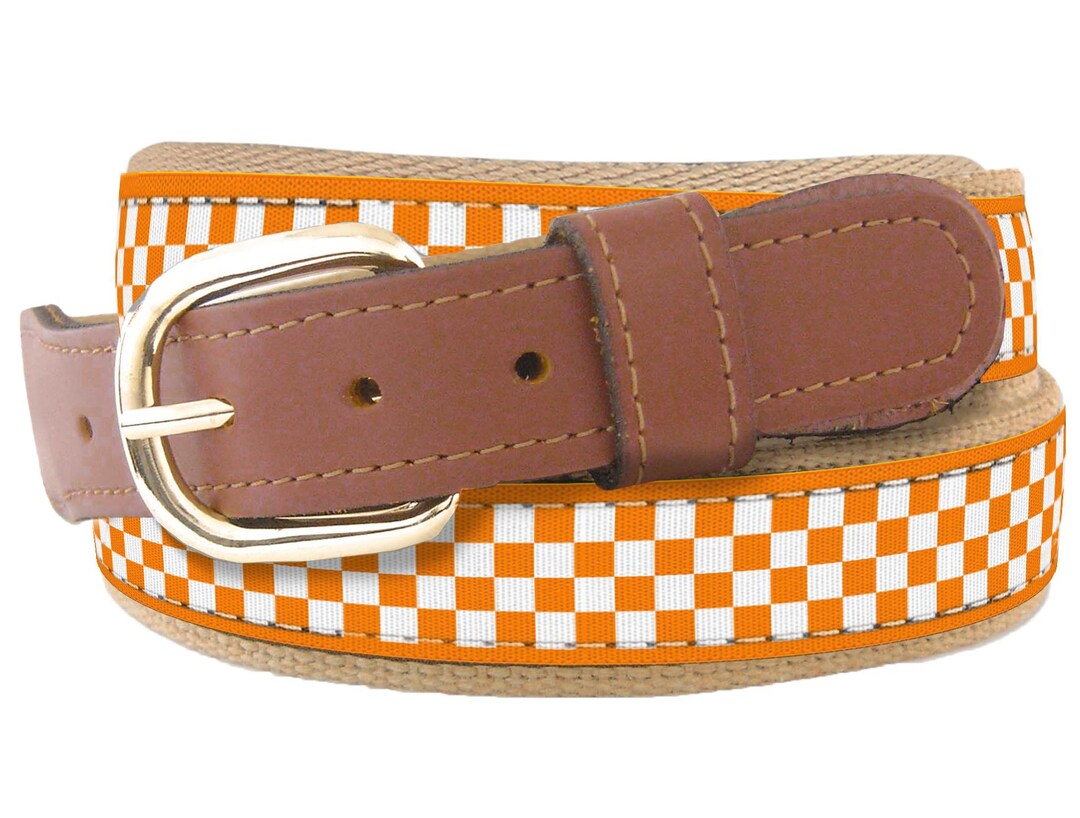 Tennessee Vols Checkerboard Men's Collegiate Woven Ribbon Belt. Tan ...
