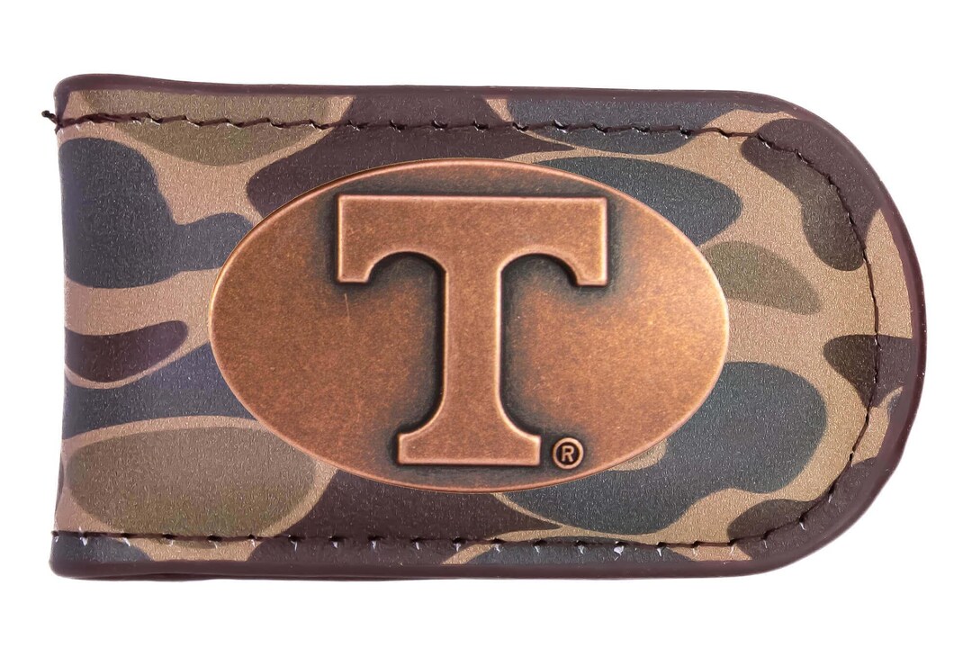 Tennessee Vols Camo Leather Money Clip. Full Grain Leather With Antique ...