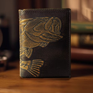 Bass Trifold Leather Wallet. Brown Burnished Full Grain Finish With ...