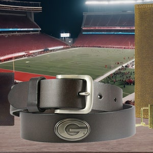 Georgia Bulldogs Men's Collegiate Leather Belt - Casual Belt in Brown ...