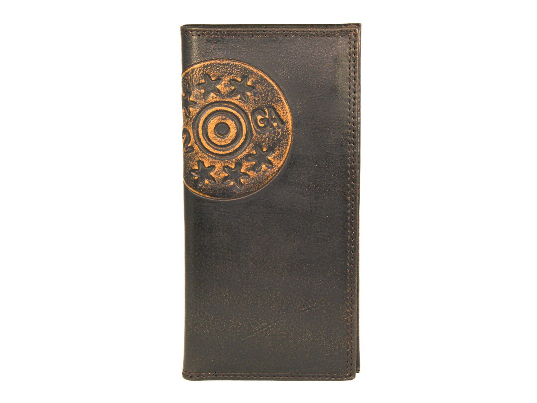 Shotshell Men's Secretary Leather Wallet. Brown Burnished Full Grain ...