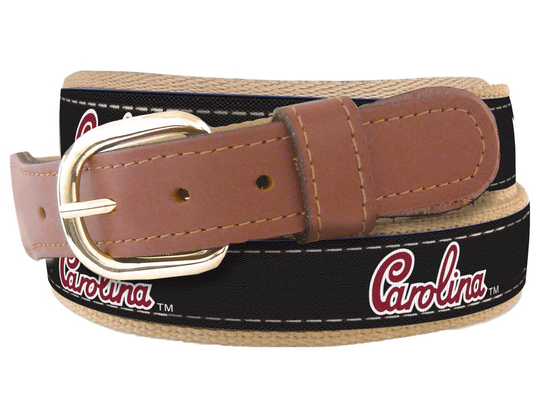 USC Gamecocks Carolina Script Men's Collegiate Woven Ribbon Belt. Tan ...