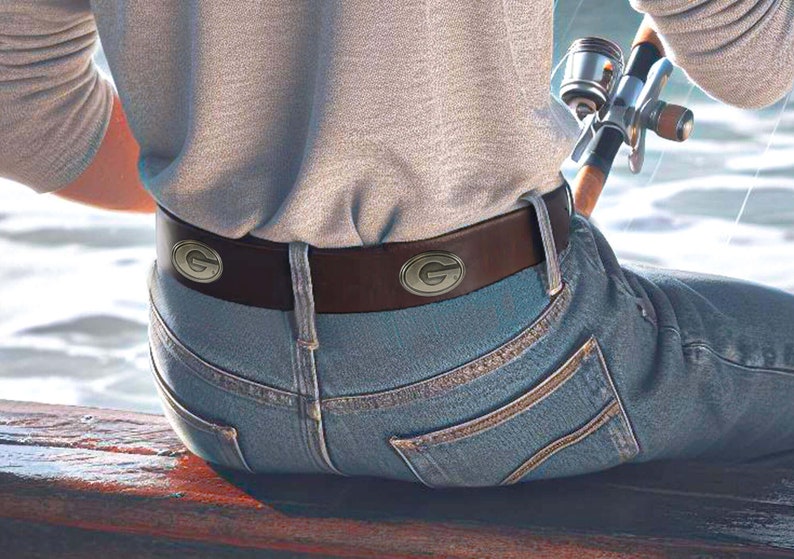 Georgia Bulldogs Men's Collegiate Leather Belt - Casual Belt in Brown ...