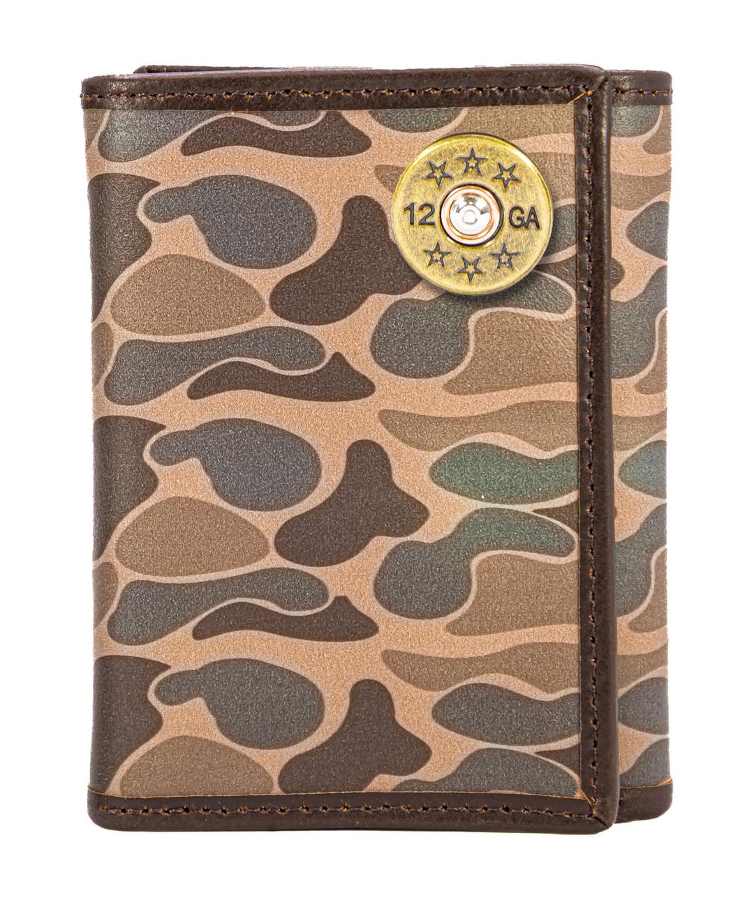 Shotshell Men's Trifold Old School Camo Leather Wallet. Full Grain ...