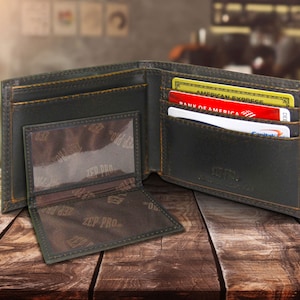 Bass Men's Bifold Leather Wallet. Brown Burnished Full Grain Finish ...