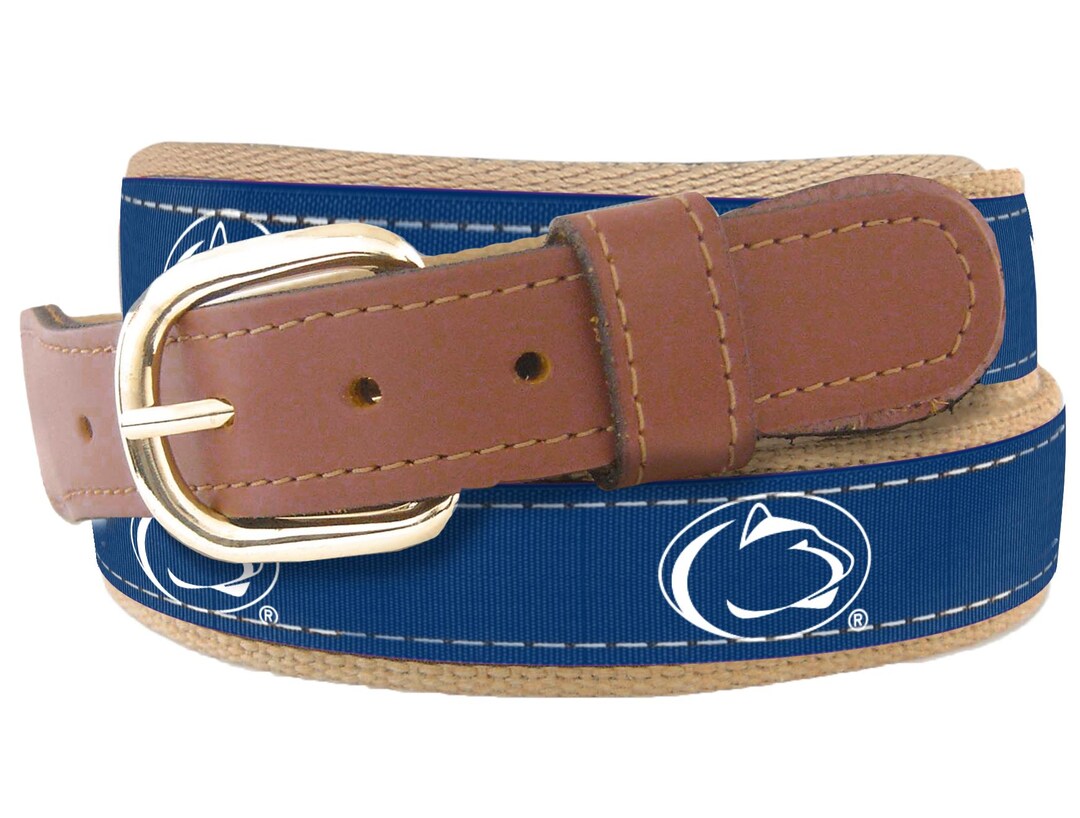 Penn State Nittany Lions Men's Collegiate Woven Ribbon Belt. Tan Full ...