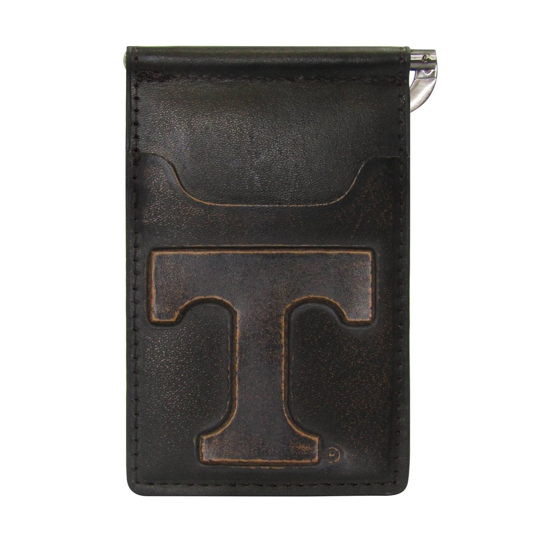Tennessee Vols Men's Collegiate Front Pocket Clip Leather Wallet. Brown ...