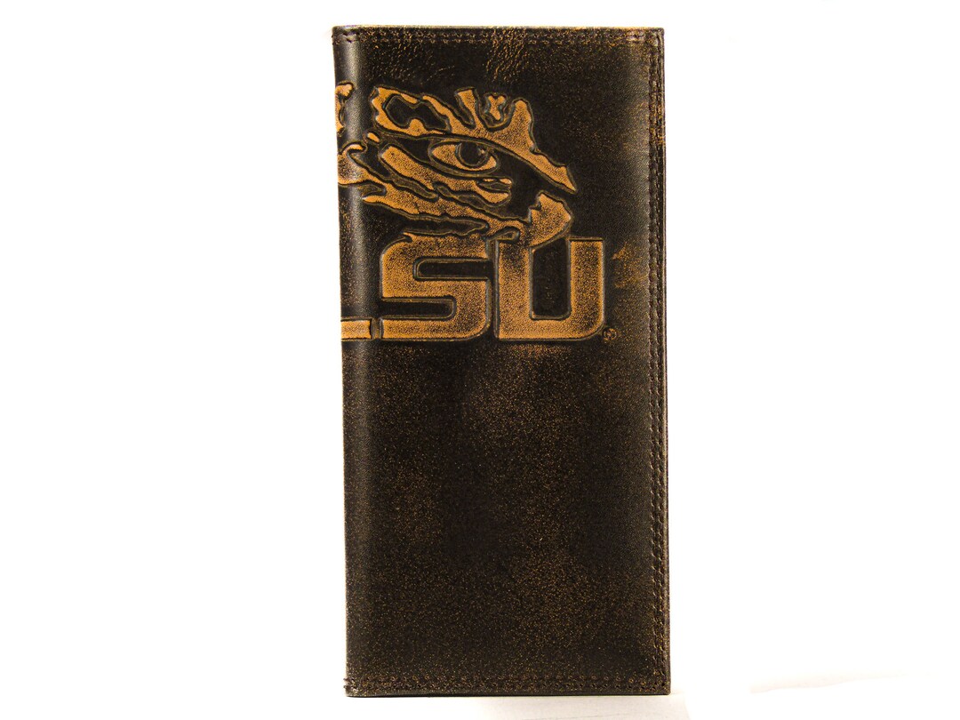 LSU Tigers Men's Collegiate Secretary Leather Wallet. Brown Burnished ...