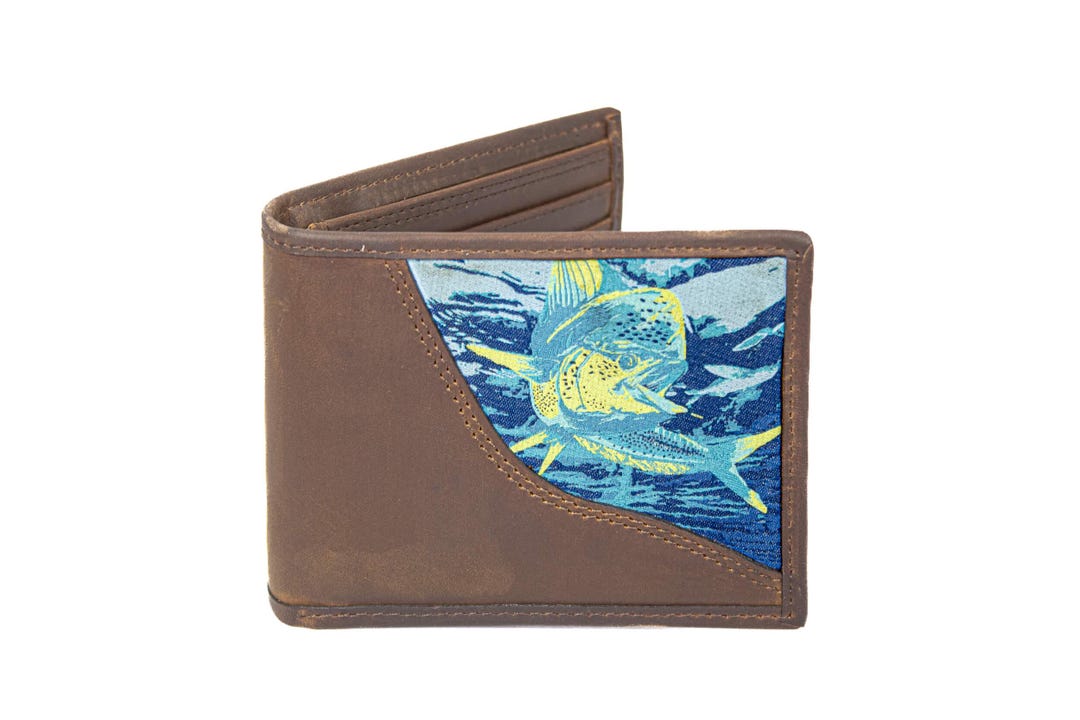 Dolphin Mahi Men's Bifold Woven Patch Leather Wallet. - Etsy