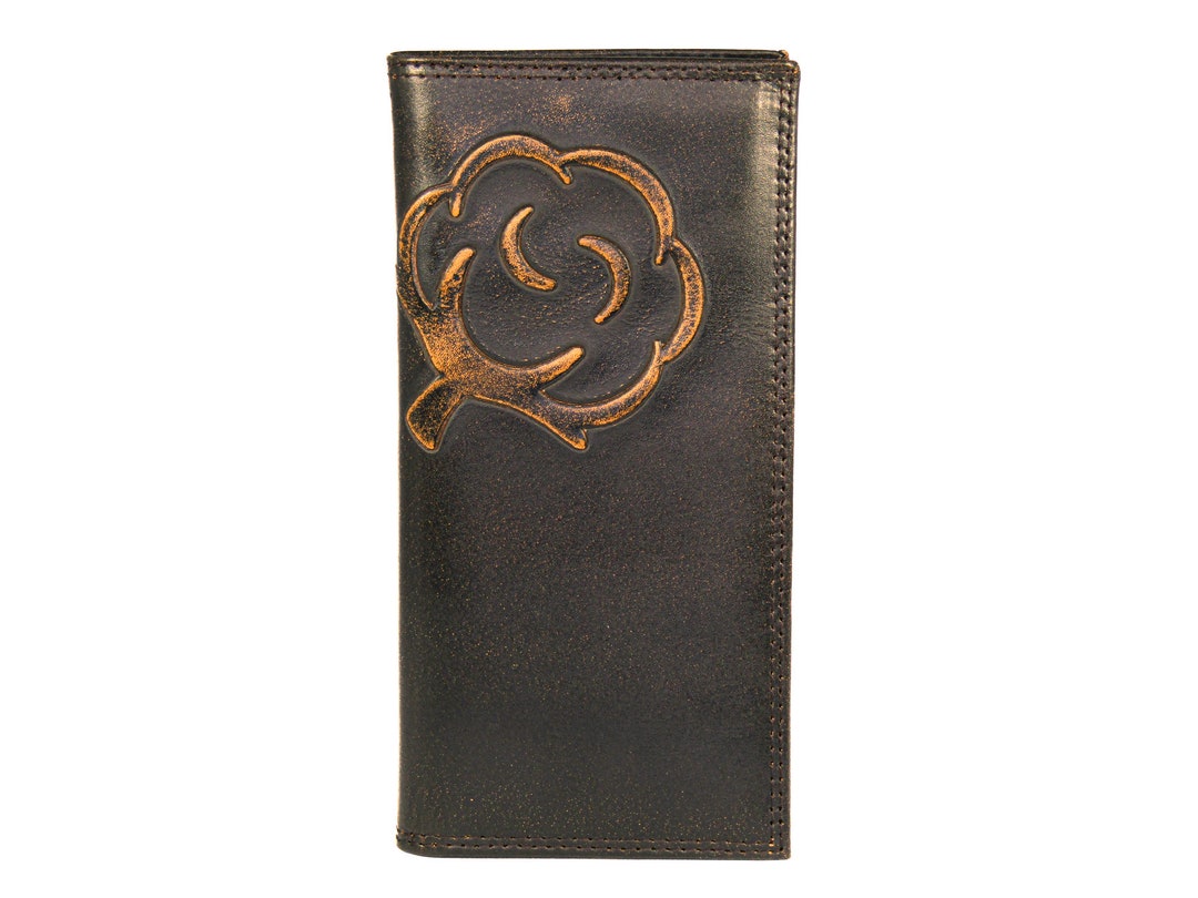 Cotton Boll Men's Secretary Leather Wallet. Brown Burnished Full Grain ...
