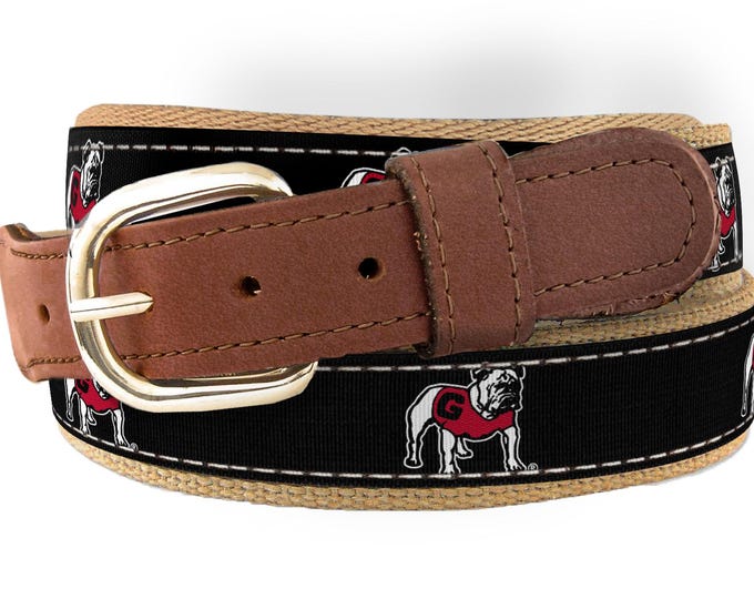 University of Georgia UGA Ribbon Belt With Cotton Web With Leather Belt ...