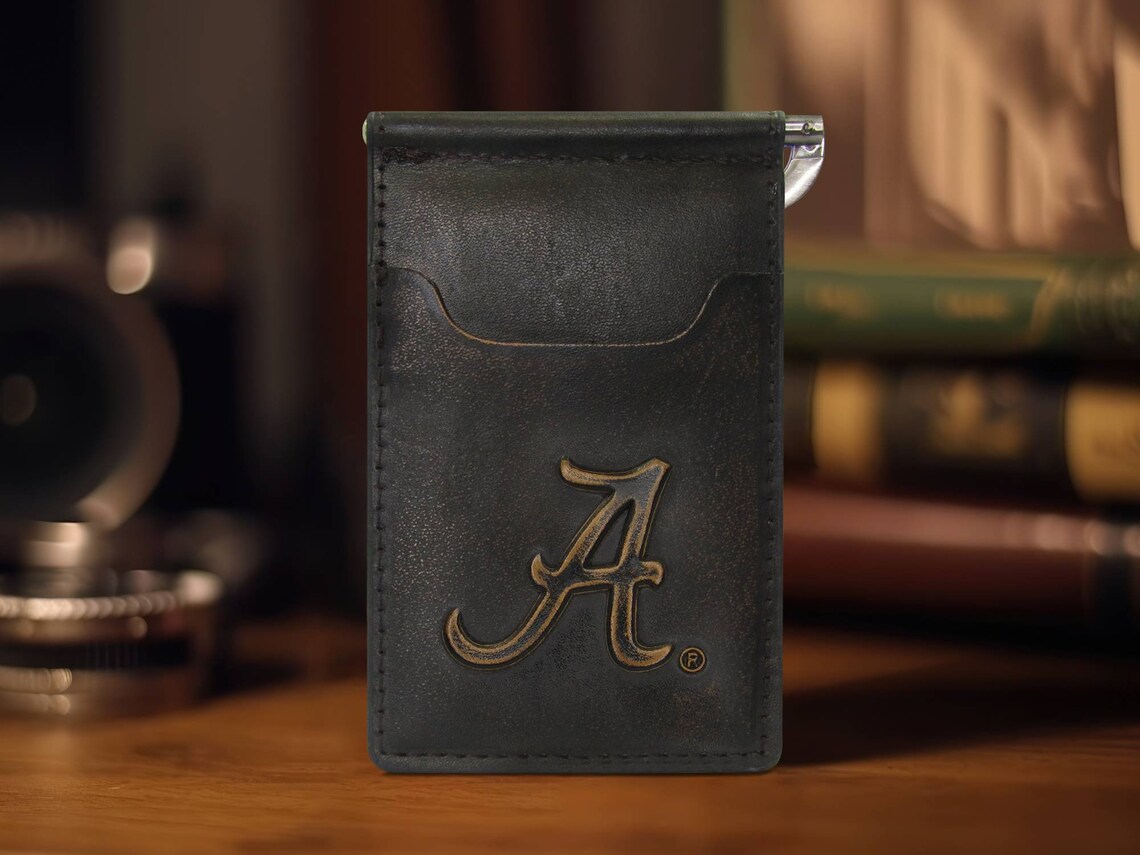 Alabama Crimson Tide Men's Collegiate Front Pocket Clip Leather Wallet ...