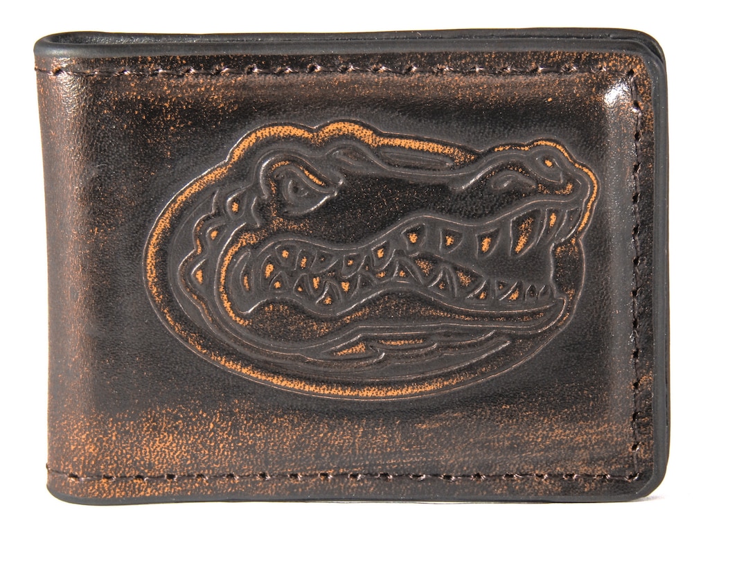 Florida Gators Men's Collegiate Money Clip. Brown Burnished Full Grain ...