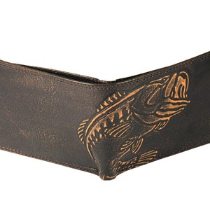Bass Men's Bifold Leather Wallet. Brown Burnished Full Grain Finish ...