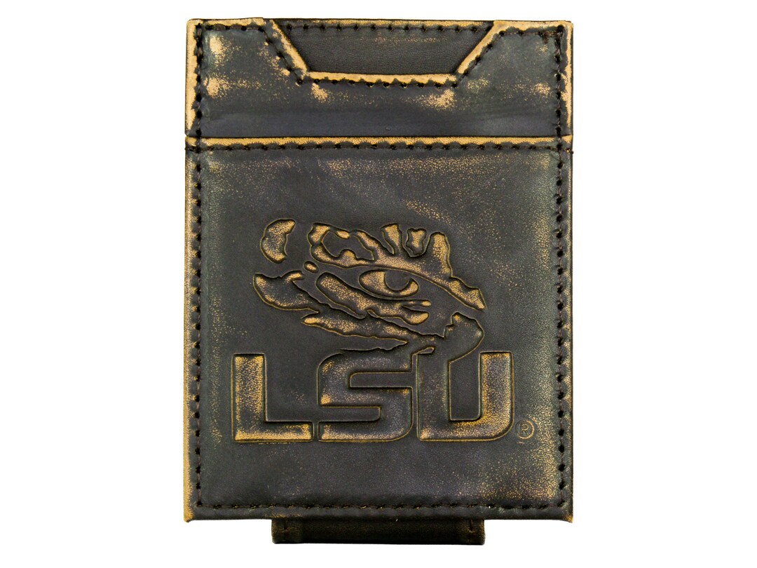 LSU Tigers Men's Collegiate Magnetic Front Pocket Leather Wallet. Brown ...