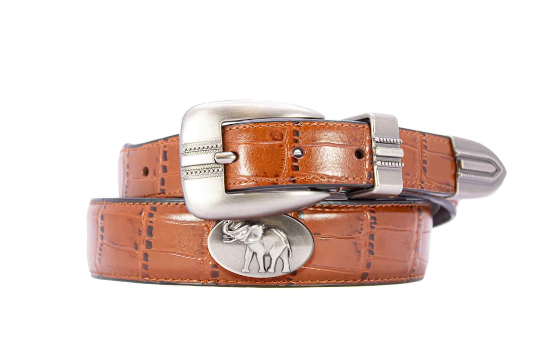 Alabama Big Al Men's Dressy Leather Belt. Alabama Gift. Bama Belt. Croc ...