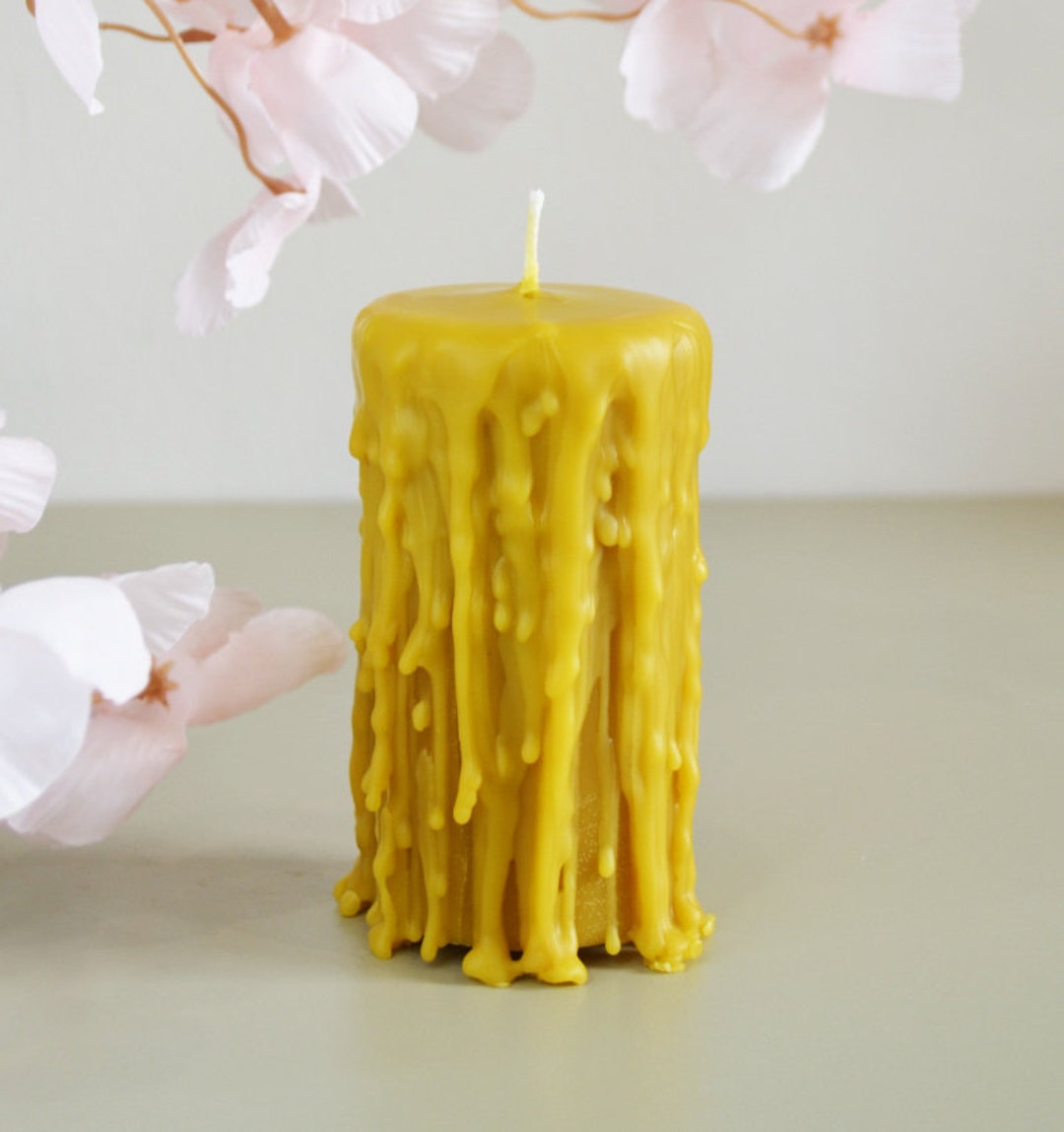 Drip Candle, 100% Beeswax Handmade - Etsy