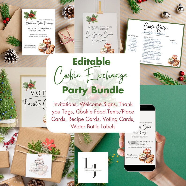 Christmas Cookie Party Kit | Printable Template | Cookie Exchange ...