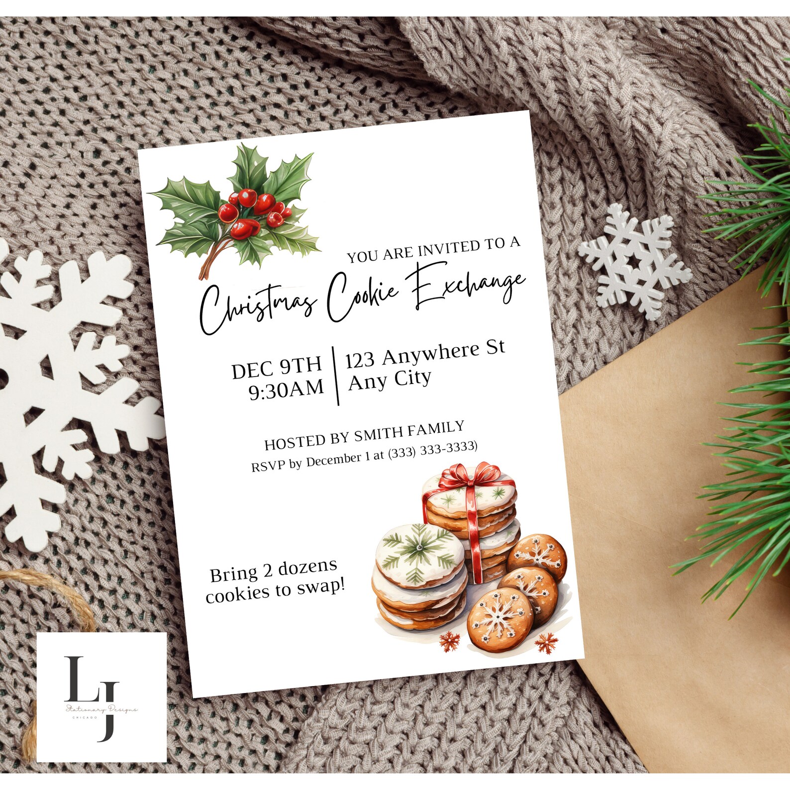 Christmas Cookie Party Kit | Printable Template | Cookie Exchange ...