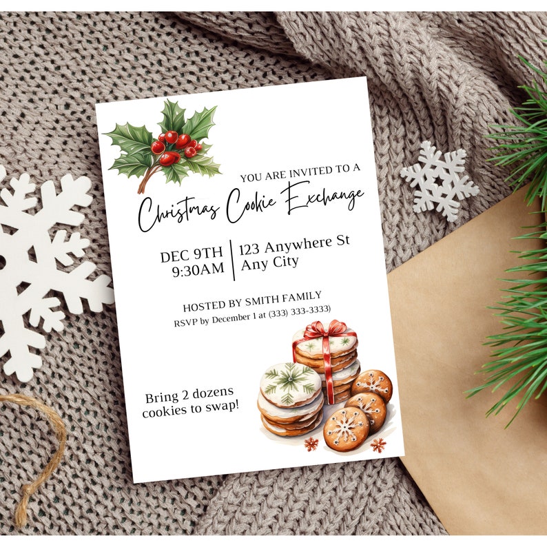 Christmas Cookie Party Invitation | Printable Template | Cookie ...