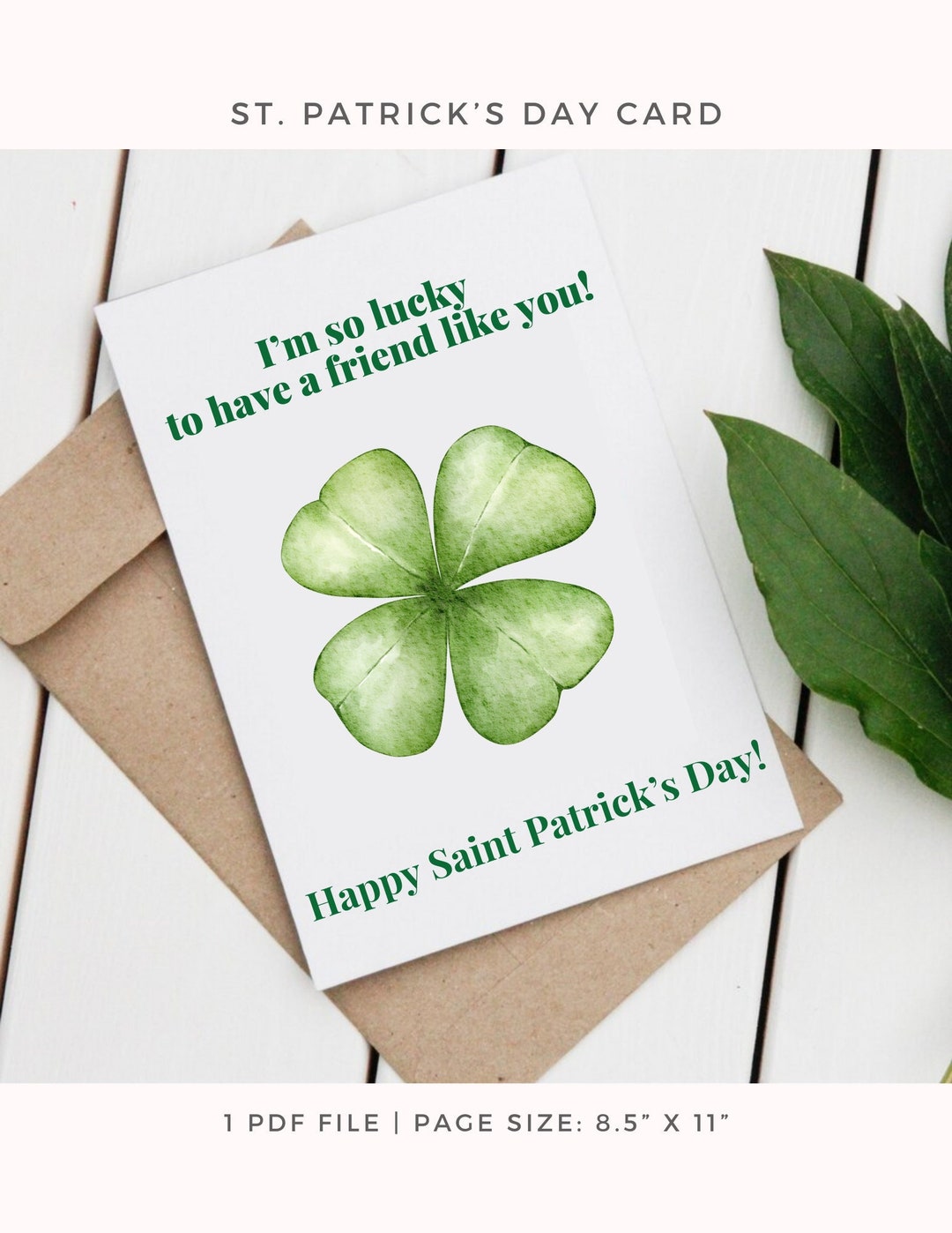 Printable Happy St. Patricks Day Card, Cute Card for Friend, Gift for ...