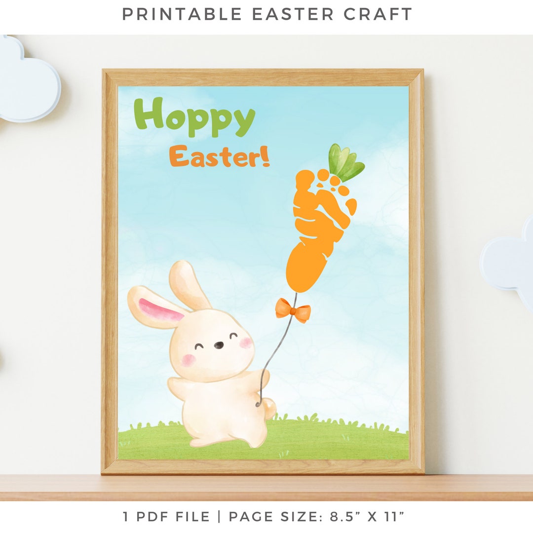 Printable Easter Footprint Craft Toddler Activity Easter Bunny ...