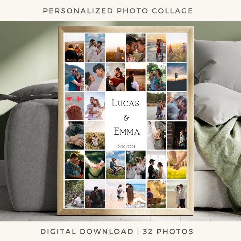 Printable Couple Photo Collage Personalized Photo Collage Photo Gifts ...