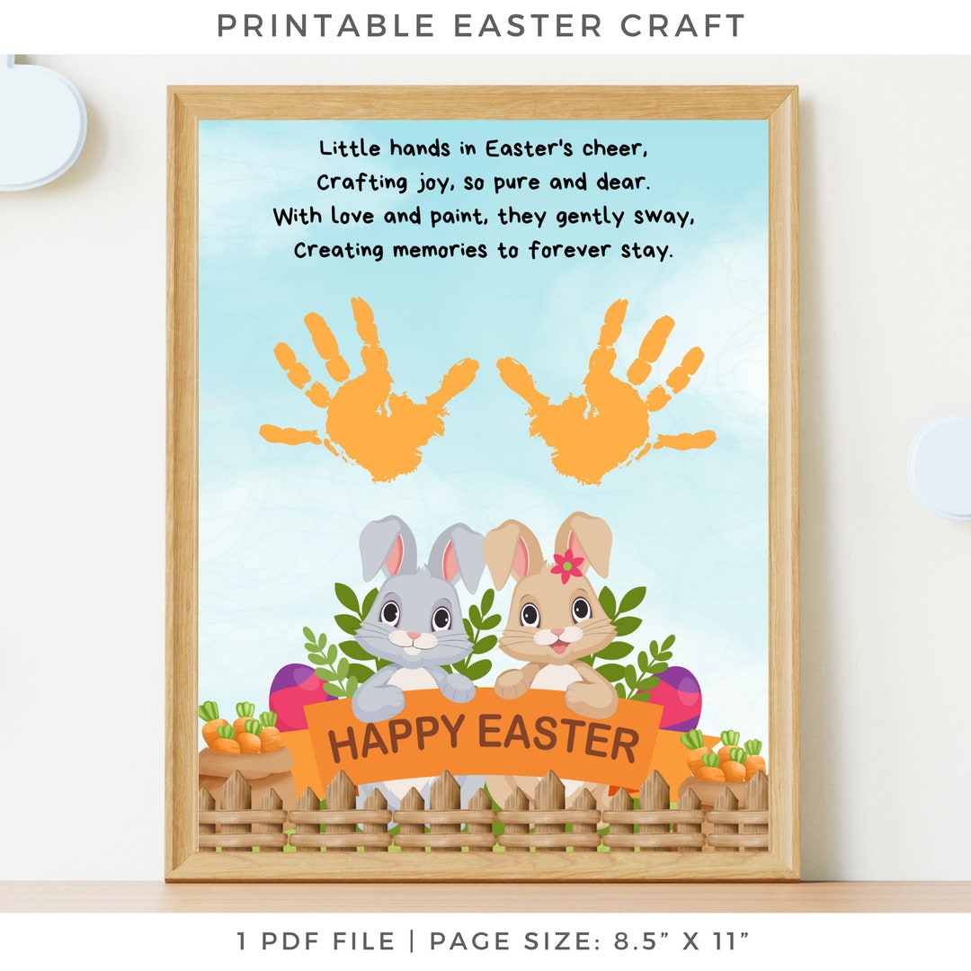 Printable Easter Handprint Craft Toddler Activity Easter Bunny ...
