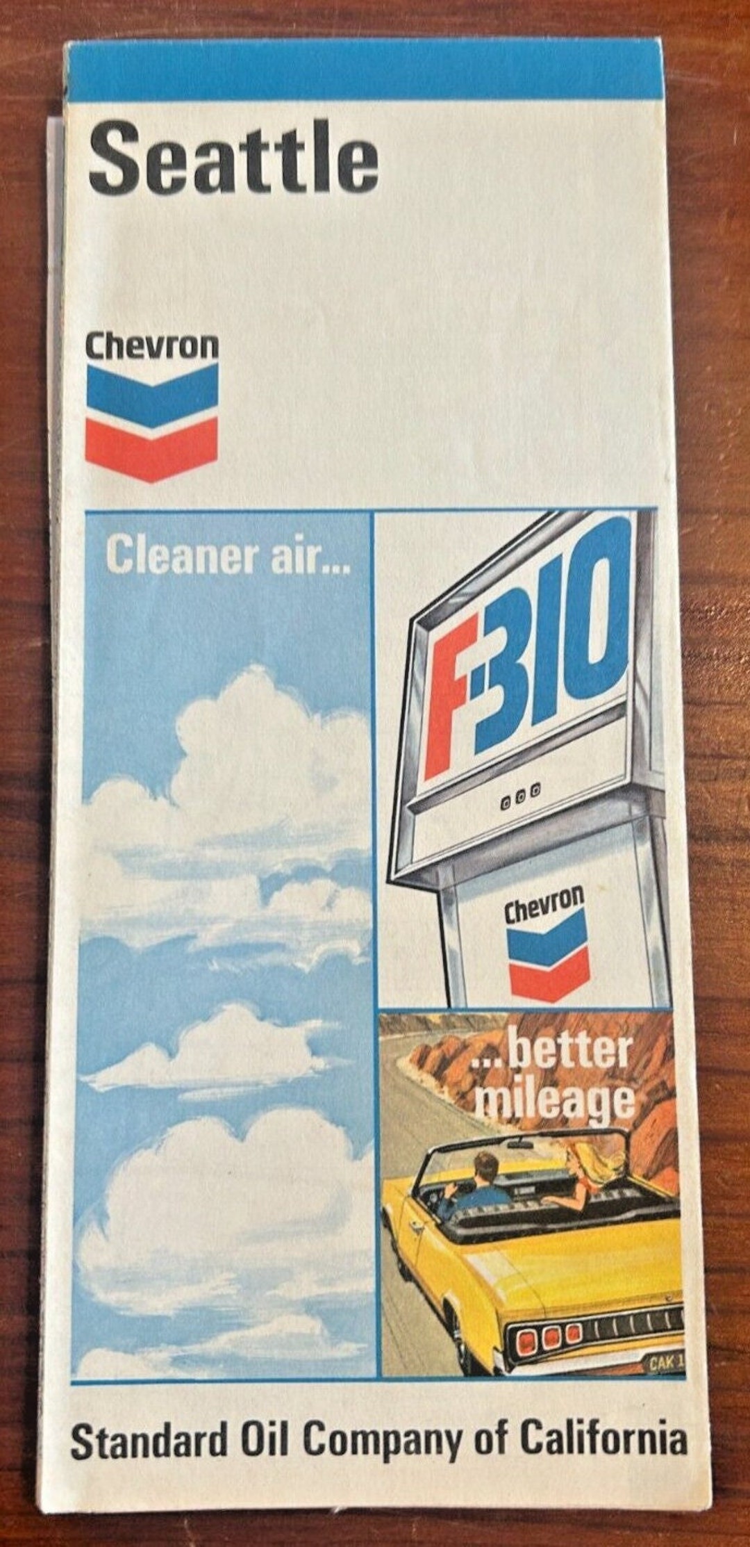 SEATTLE F310 Chevron Gas Station Vintage Map, DIY Poster Travel Road ...