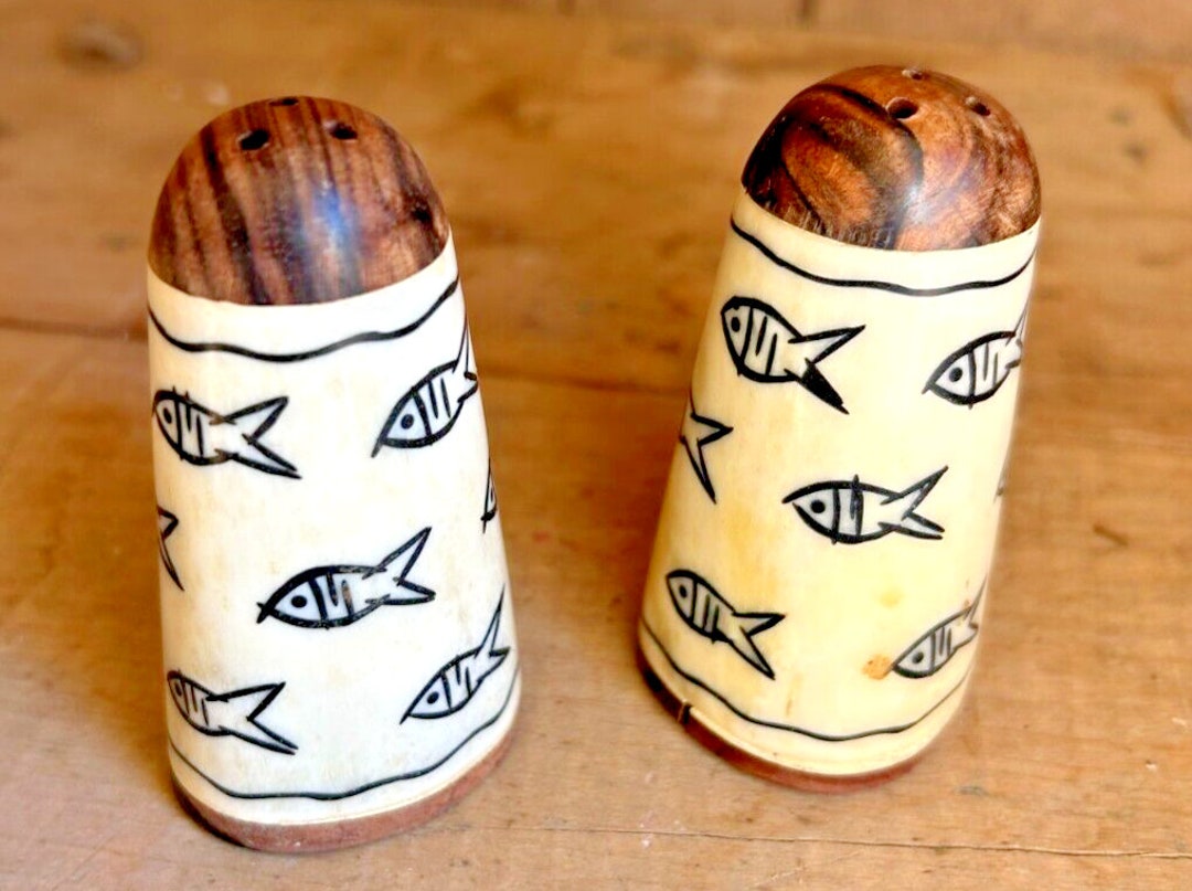 African Fish Salt & Pepper Shakers -wooden Made, Shaker Set ...