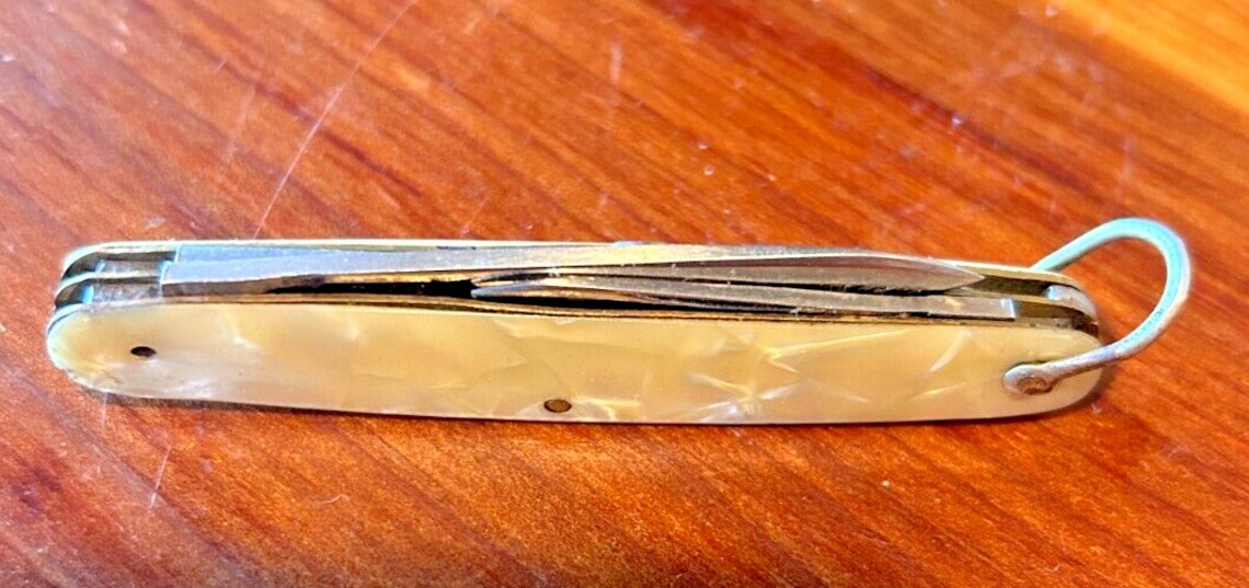 Mini Folding Pocket Knife, 2 Blades Mother of Pearl Handle - Made in ...