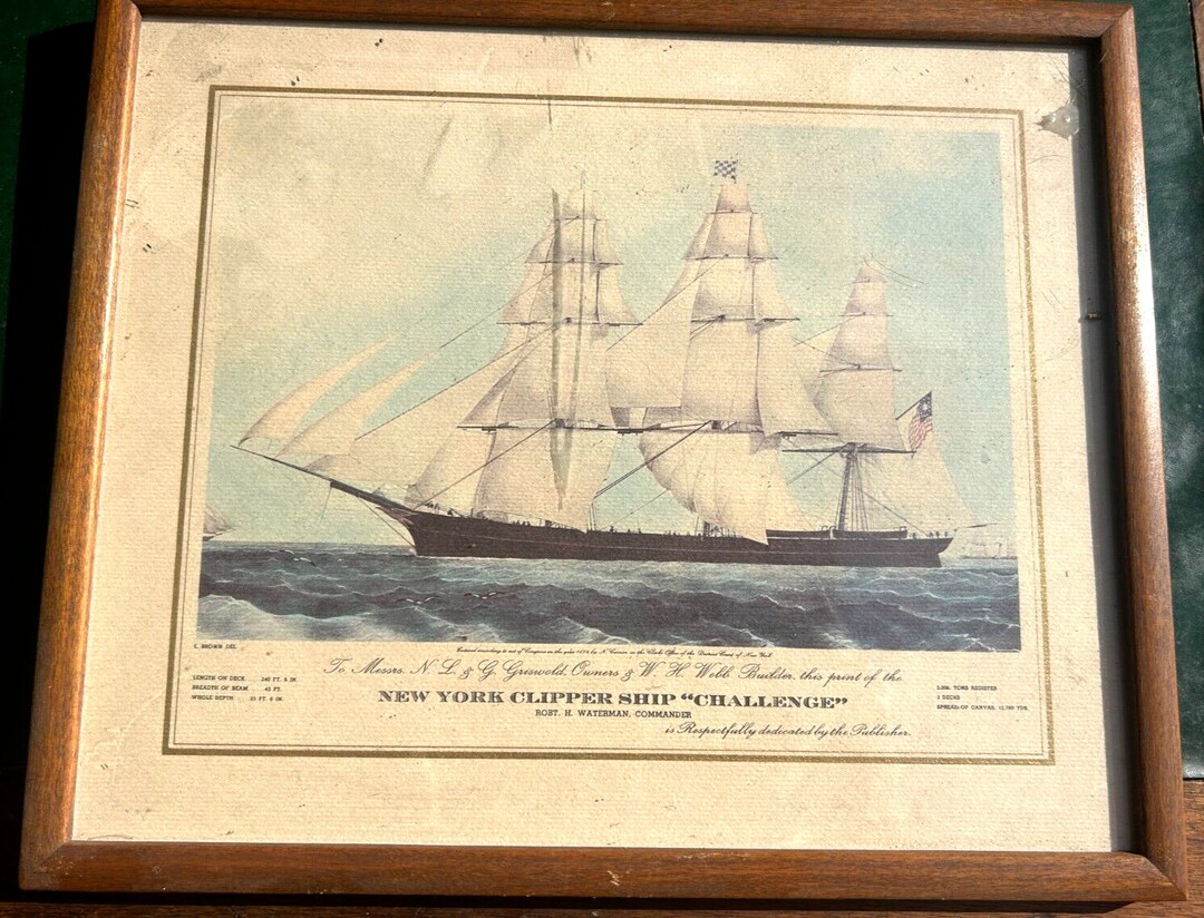 New York Clipper Ship "challenge" Framed Print 1835, Nautical Print ...
