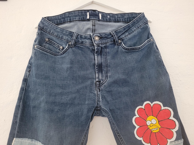 The Simpsons Upcycled Patch Jeans - Etsy