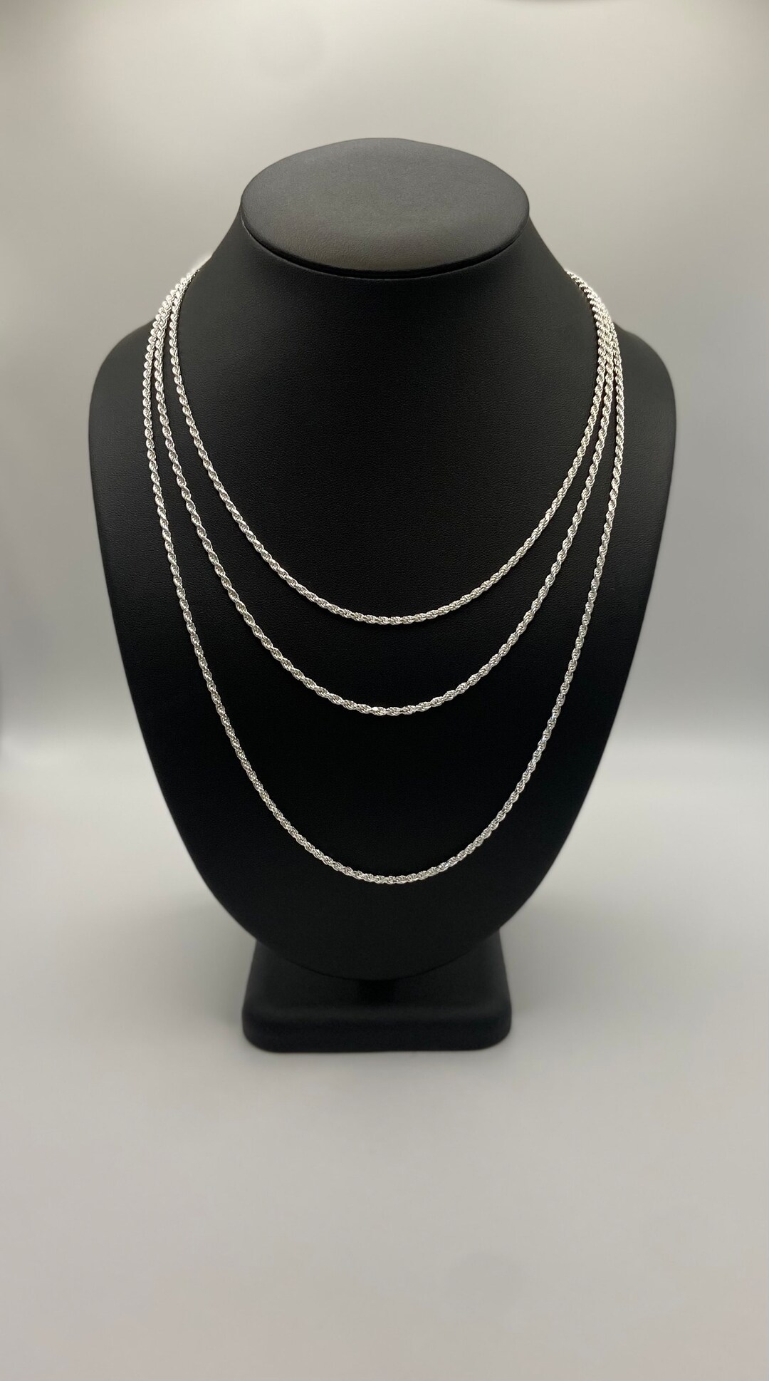 Diamond Cut Solid Rope 2.5mm Thick Chain, 925 Sterling Silver Rope ...