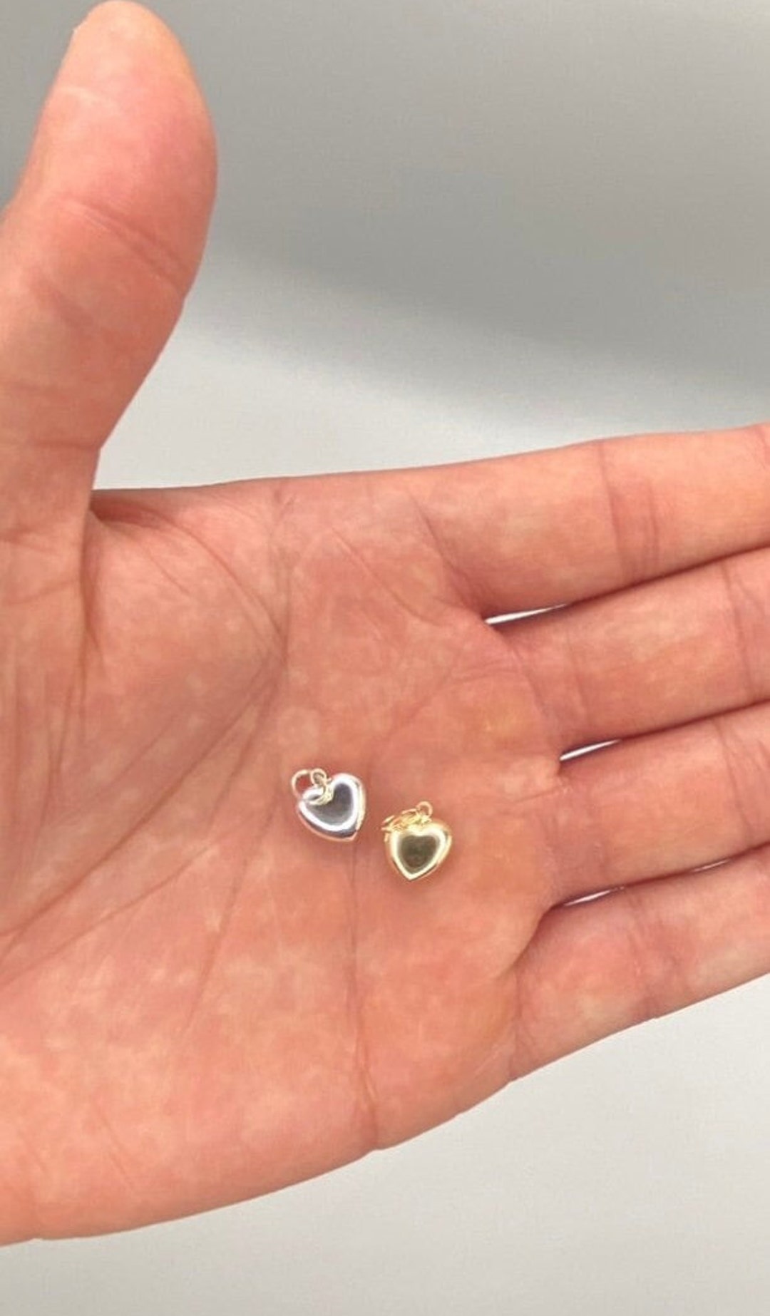 14K Gold Puffed Heart Pendant, Sterling Silver Puffed Heart Pendant, 3D ...