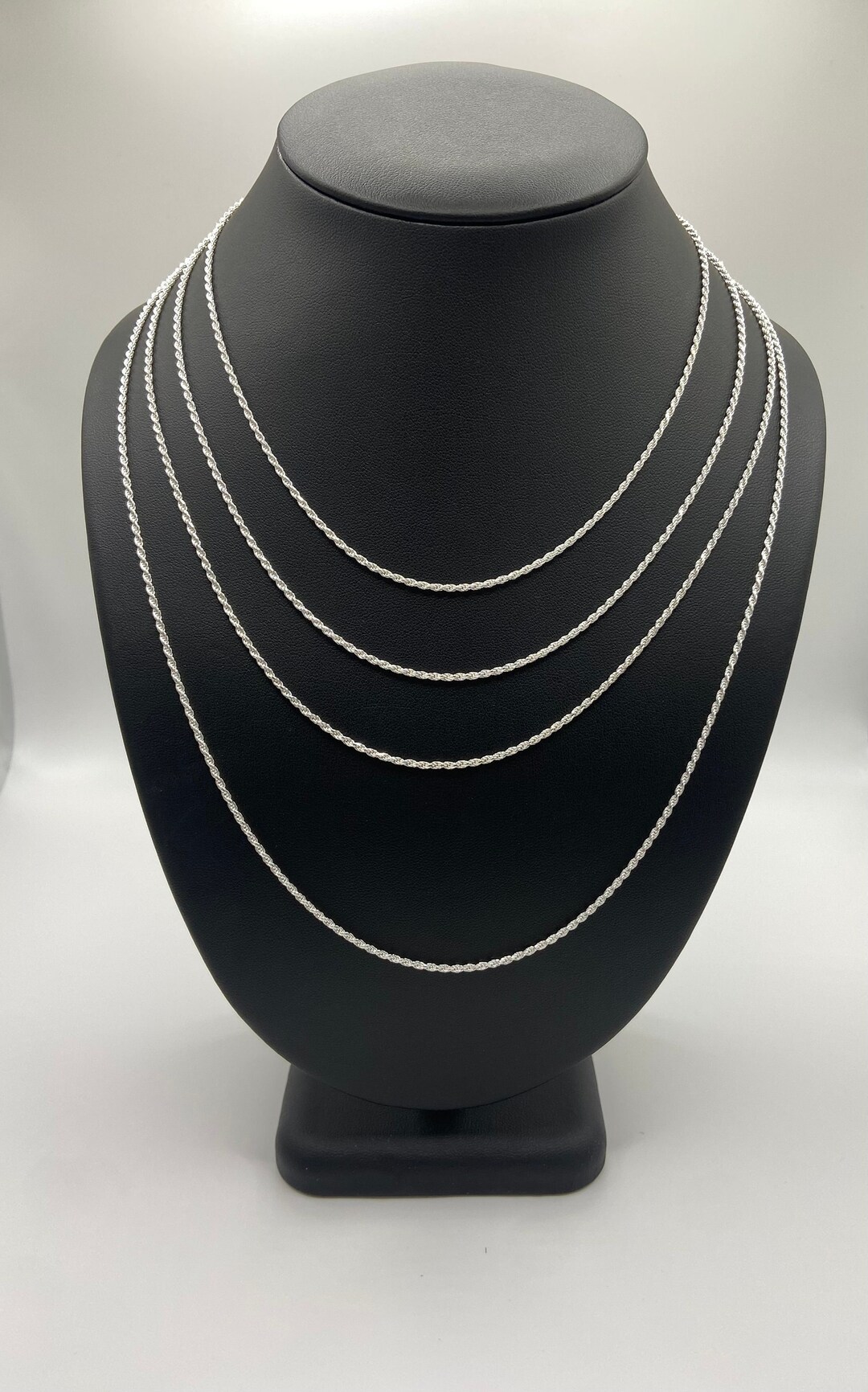 Diamond-cut Solid Rope 1.5mm Thick Chain, 925 Sterling Silver Rope ...