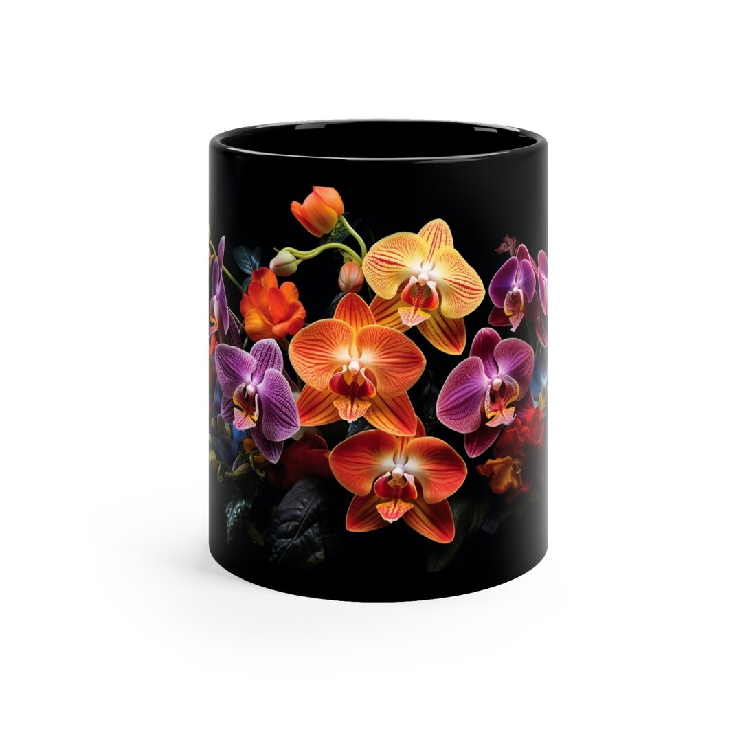 Exotic Orchids Mug - Elegant Floral Ceramic Coffee Cup for Orchid ...