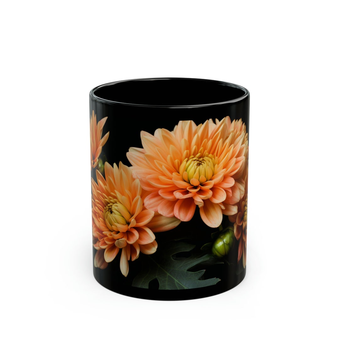 Chrysanthemum November Birth Flower Mug, Floral Ceramic Coffee Cup ...