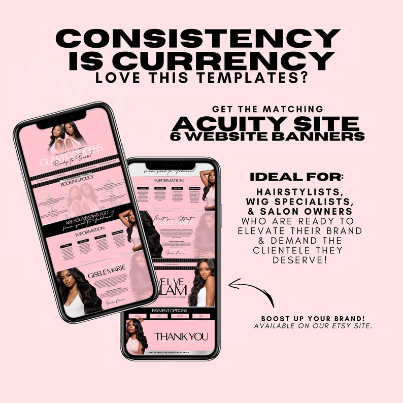 10 Pink IG Hair Templates Highlights Hair Branding Kit for - Etsy